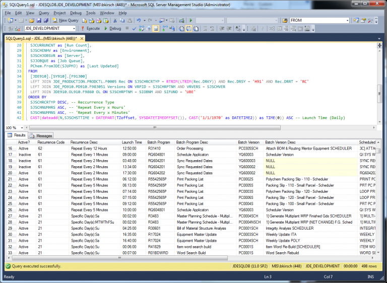 [SQL] JDE Scheduler Super Query – JDE 9.1 – Technical Blog by B.Kirsch